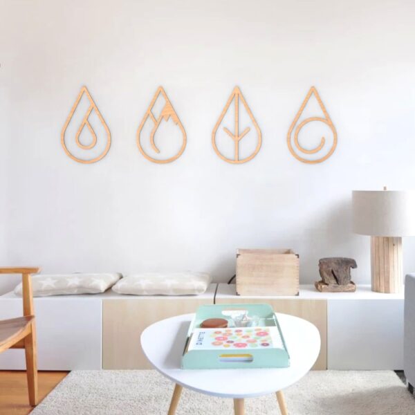 Four Elements Teardrop Wood Wall Art